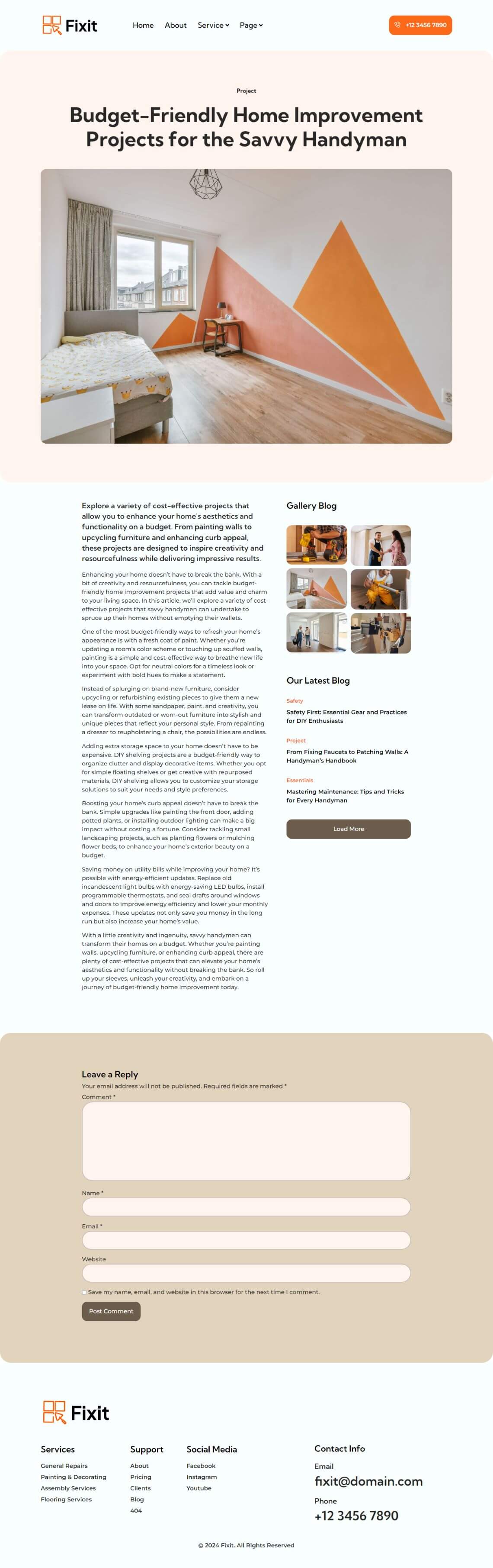 Fixit - Handyman Services Elementor Template Kit by thanksfortoday